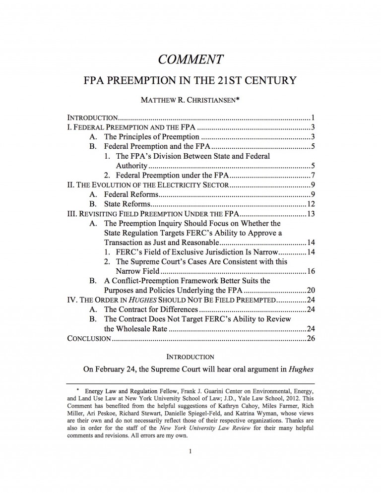 FPA Preemption in the 21st Century - Guarini Center