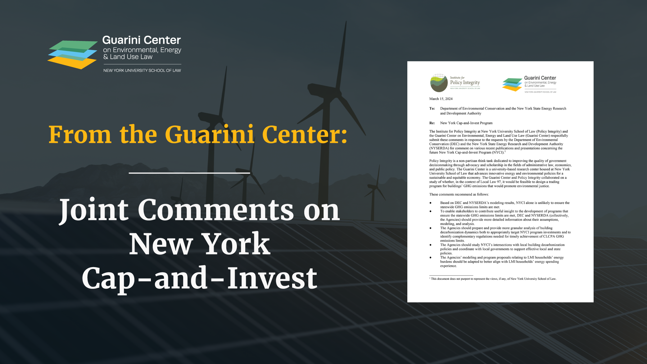 Joint Comments to New York State DEC and NYSERDA on New York Cap-and ...